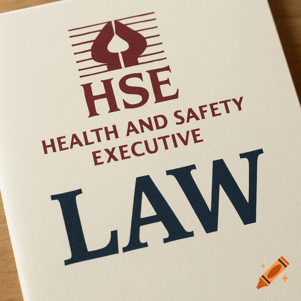 Close-up of a document cover with the text "HSE HEALTH AND SAFETY ...