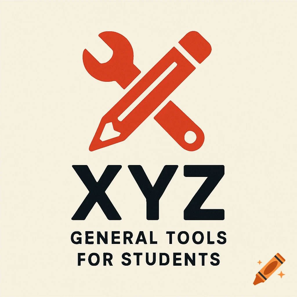 Logo with red wrench and pencil crossed above text 'XYZ GENERAL TOOLS ...