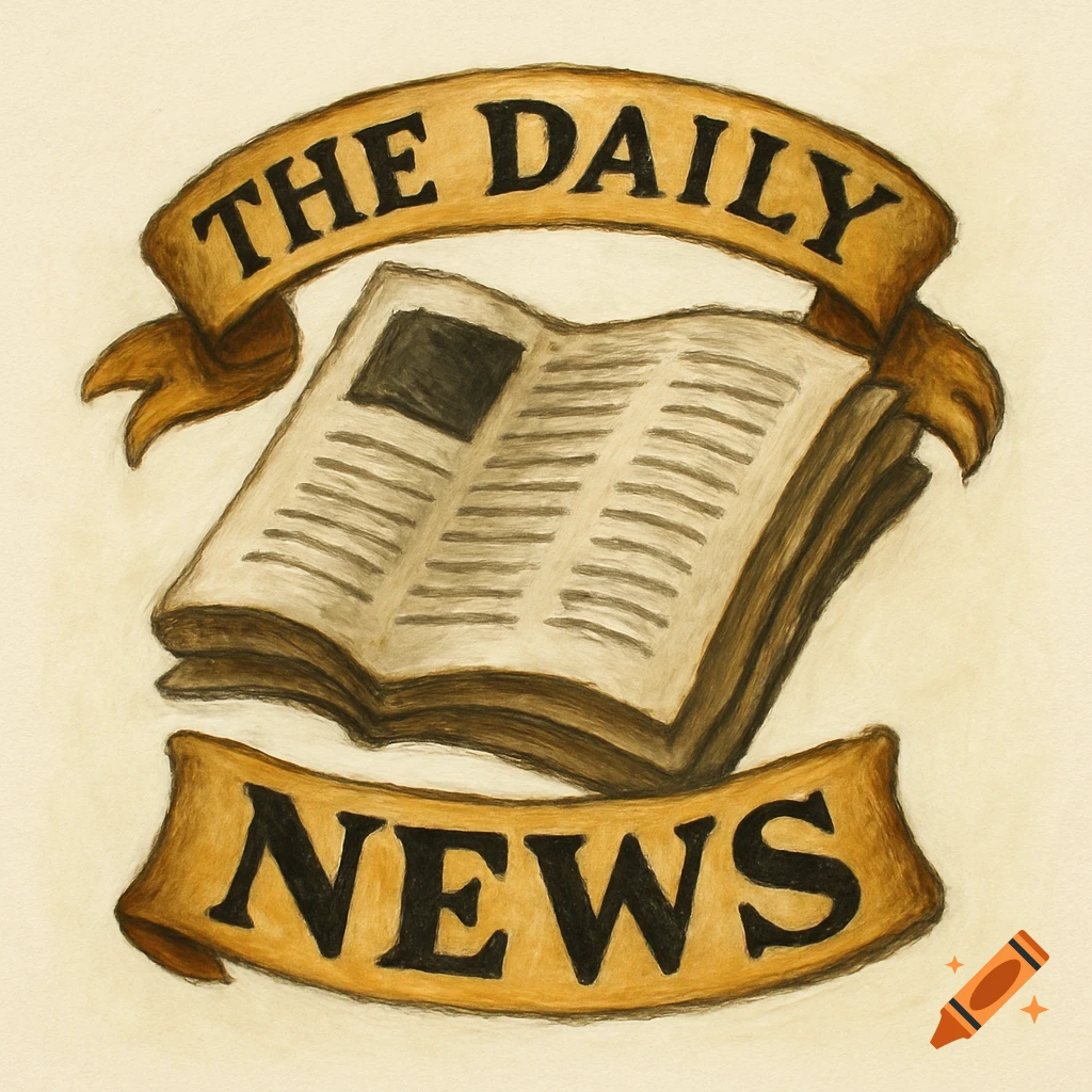 Stylized illustration of a newspaper logo with 'THE DAILY NEWS' on ...