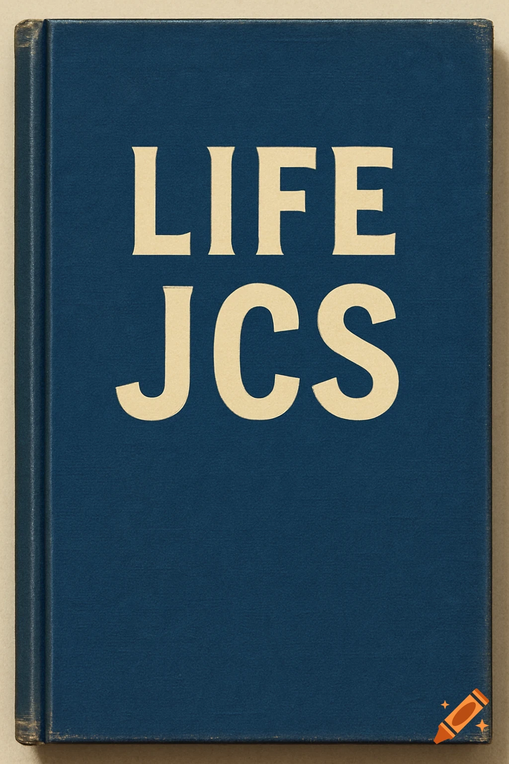 A blue book cover with the title LIFE JCS. on Craiyon