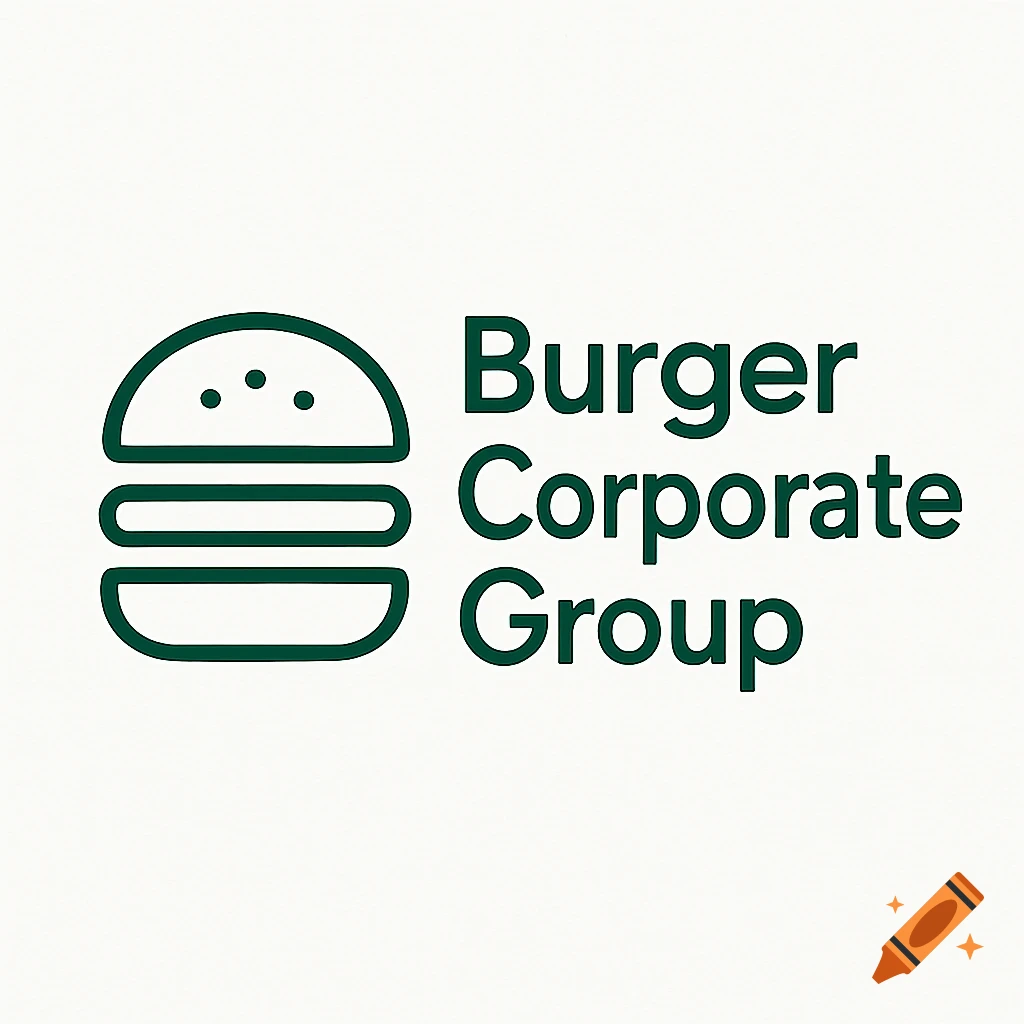 Logo with a green burger icon and the text 'Burger Corporate Group'. on ...