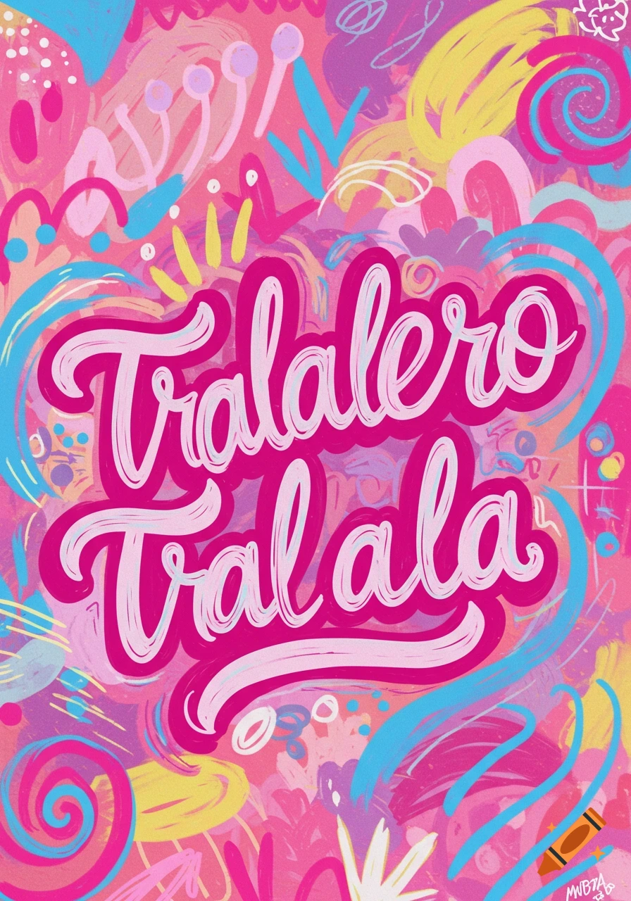 Colorful abstract background with bold pink text 'Tralalero Tralala'. on Craiyon