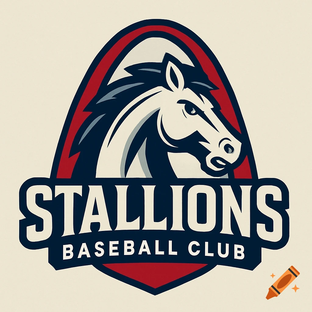 Baseball club logo featuring a stylized horse head and the text ...