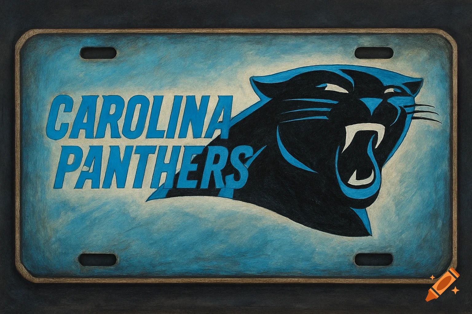 Drawing of a Carolina Panthers license plate with the team logo and ...