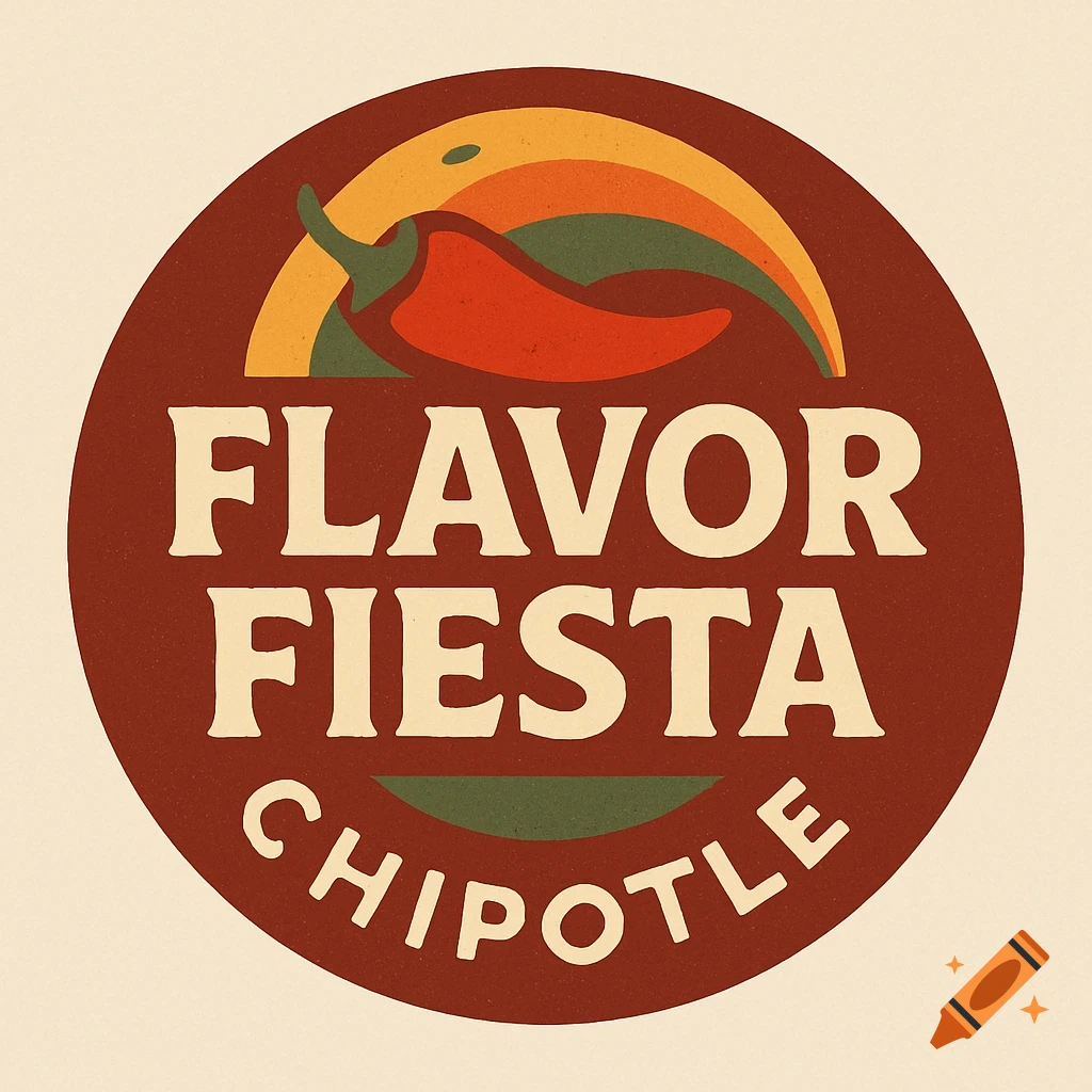 Circle logo with red chili pepper and text 'Flavor Fiesta Chipotle' in ...
