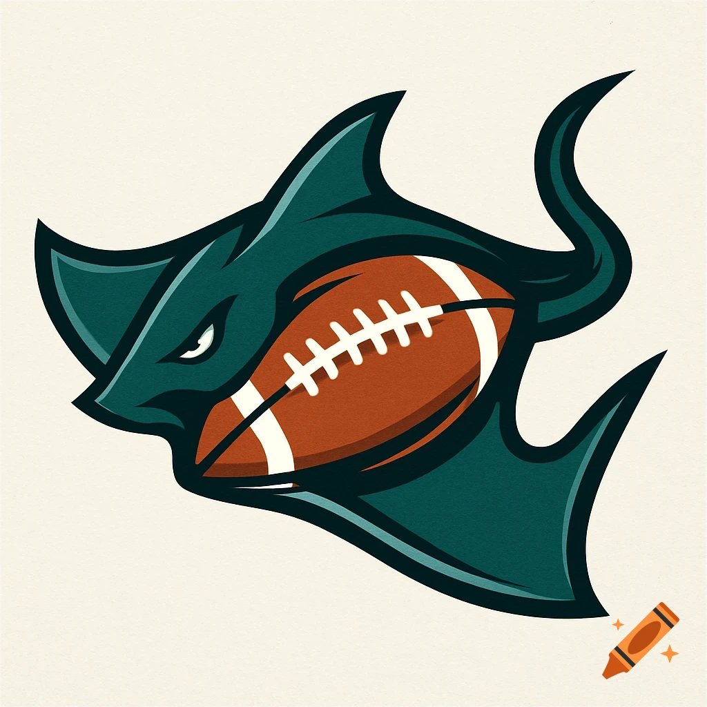 A stylized logo combining a stingray and an American football. on Craiyon