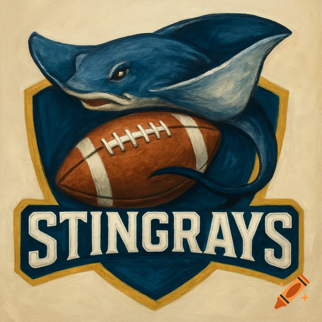 Logo with a stingray above a football and the text STINGRAYS below. on ...
