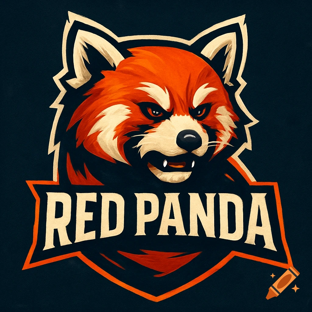 Sport logo featuring an aggressive red panda head with the words 'RED ...