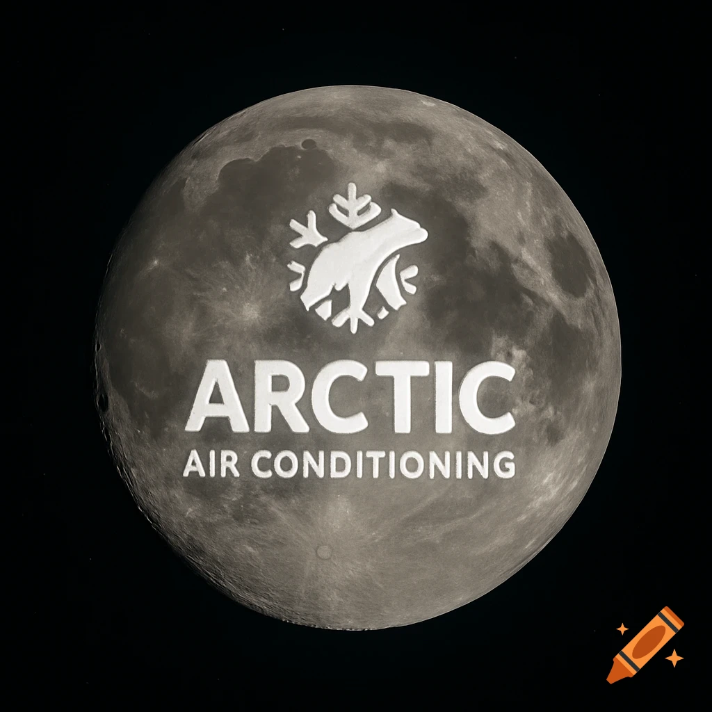 Company logo featuring a polar bear and snowflake projected onto the ...