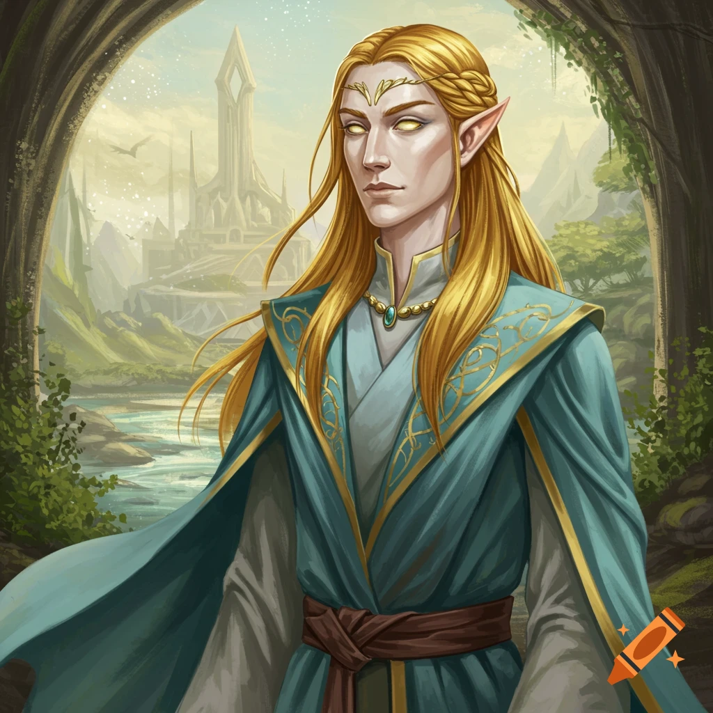 Fantasy portrait of a fair-skinned male elf with long blonde hair ...