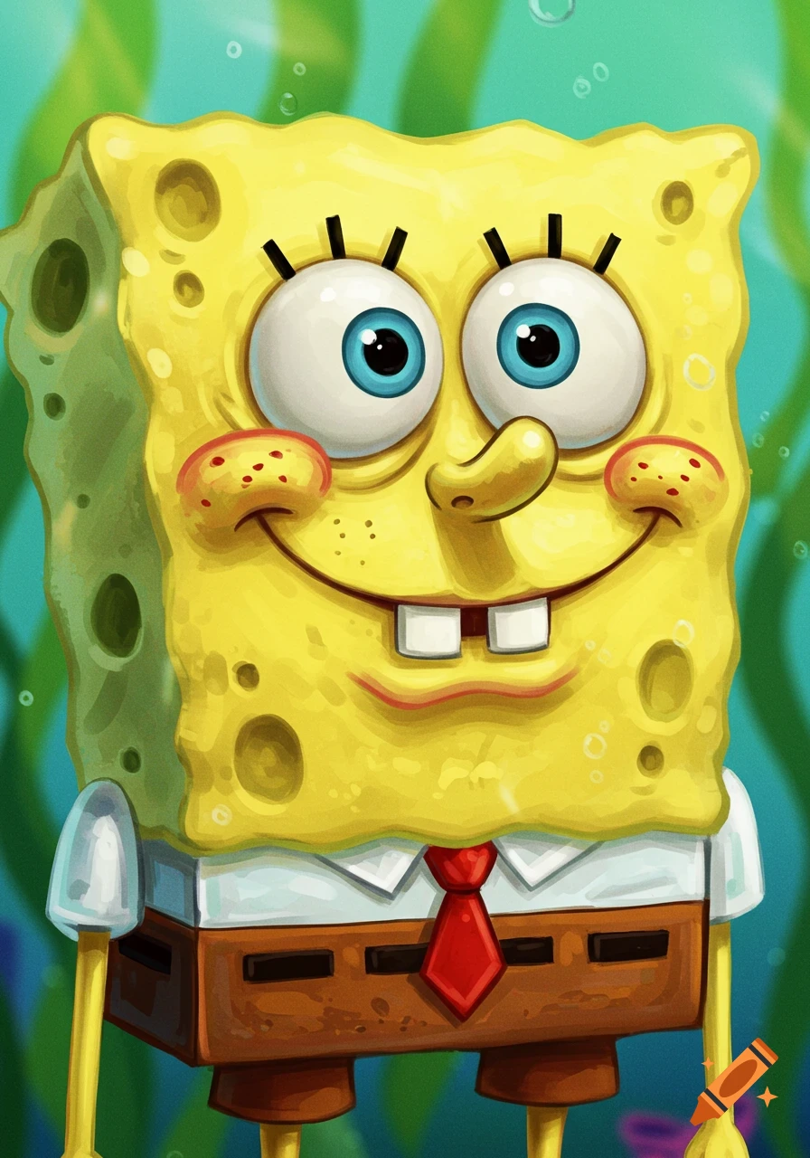 Close-up illustration of Spongebob Squarepants smiling with his teeth ...