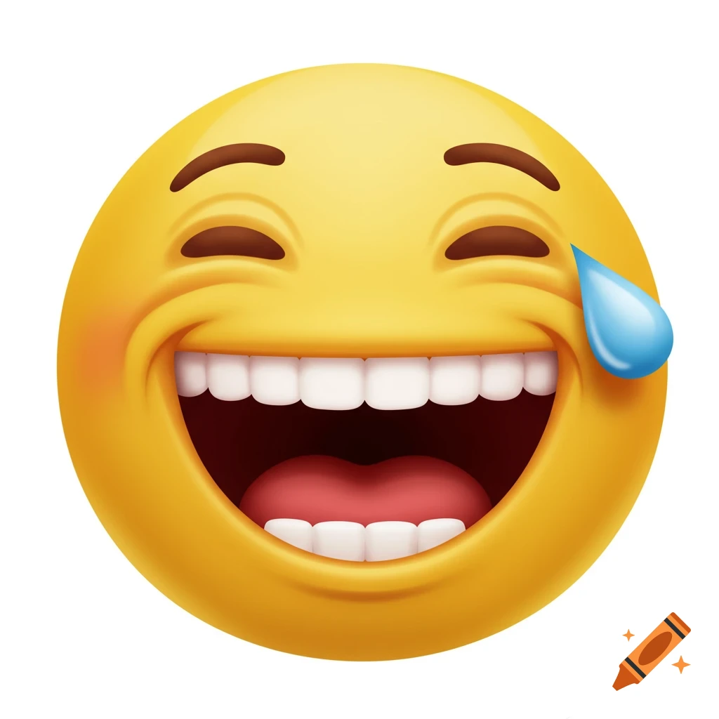 A yellow emoji laughing hard with tears. on Craiyon