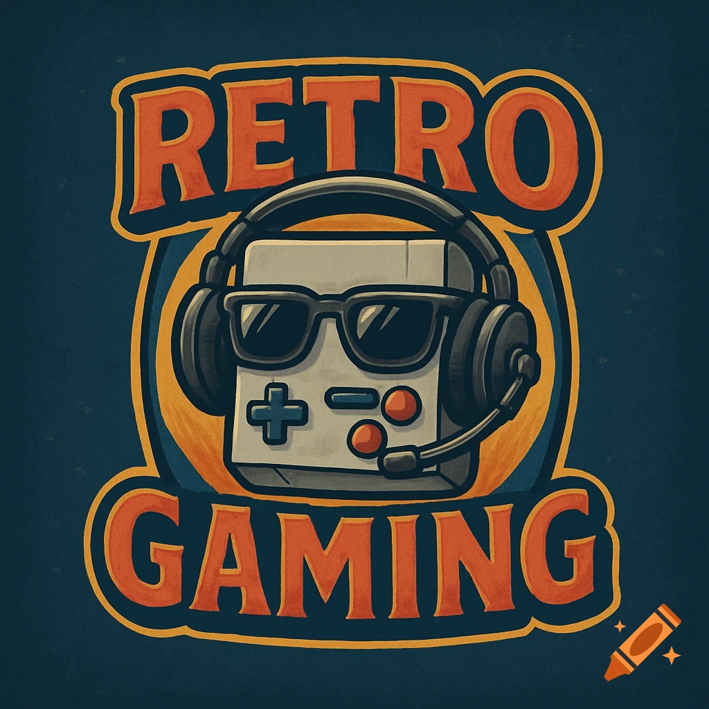 Logo featuring a retro game controller character with sunglasses and ...