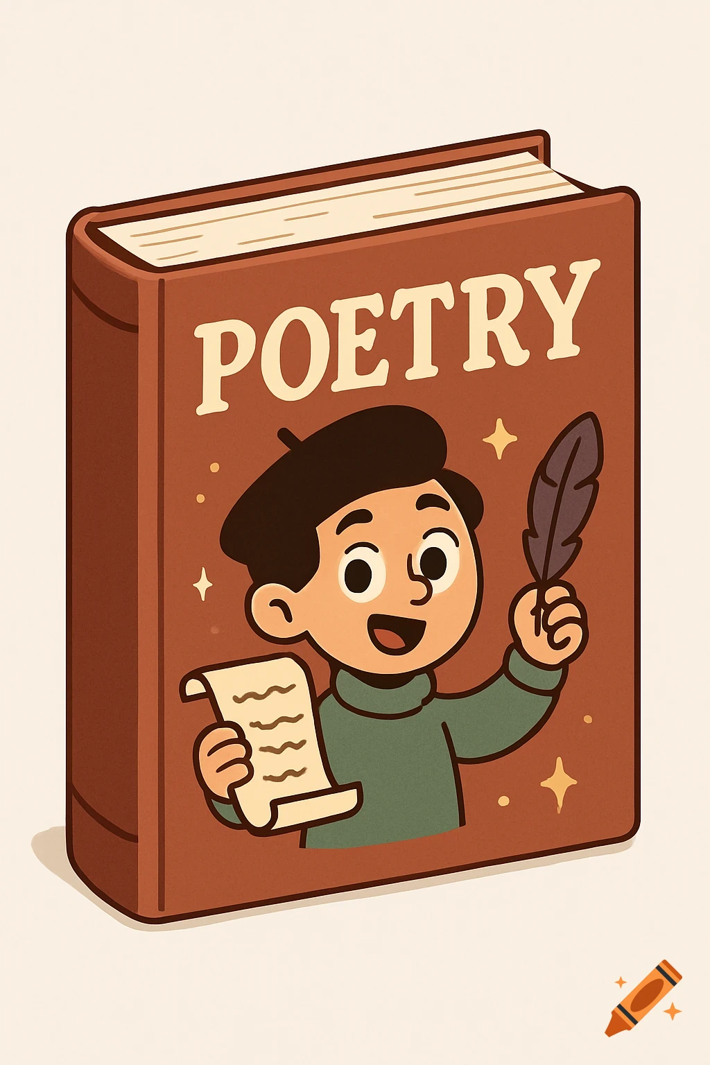 Cartoon illustration of a poetry book cover with a child character ...