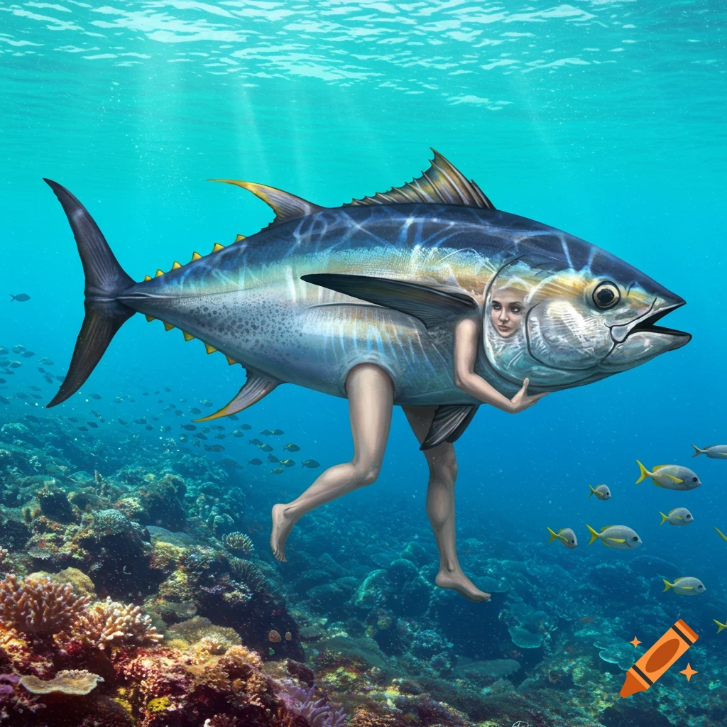 A person's legs run underwater while their upper body and head are ...