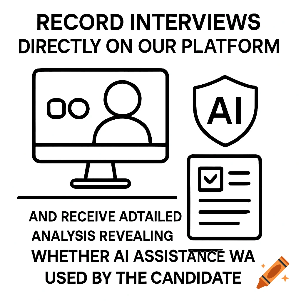 Black and white infographic with icons of a computer screen, AI shield ...