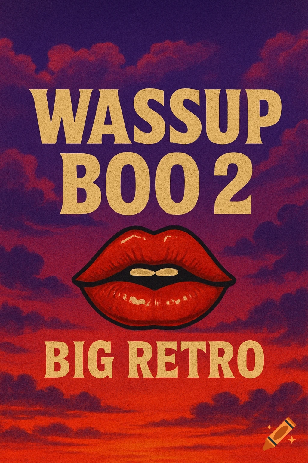 Retro poster with 'WASSUP BOO 2' and 'BIG RETRO' text, red lips, and a ...