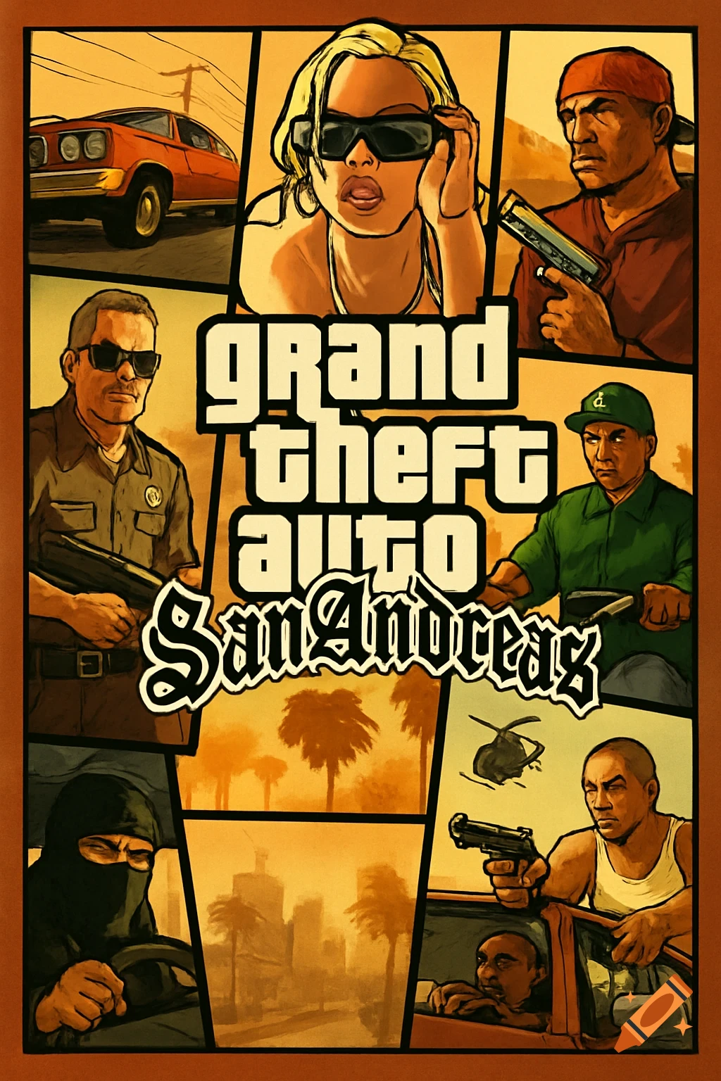 Collage-style poster art for Grand Theft Auto: San Andreas featuring ...