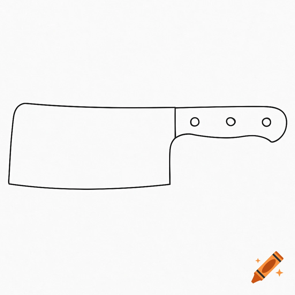 Line drawing outline of a cleaver knife template on Craiyon