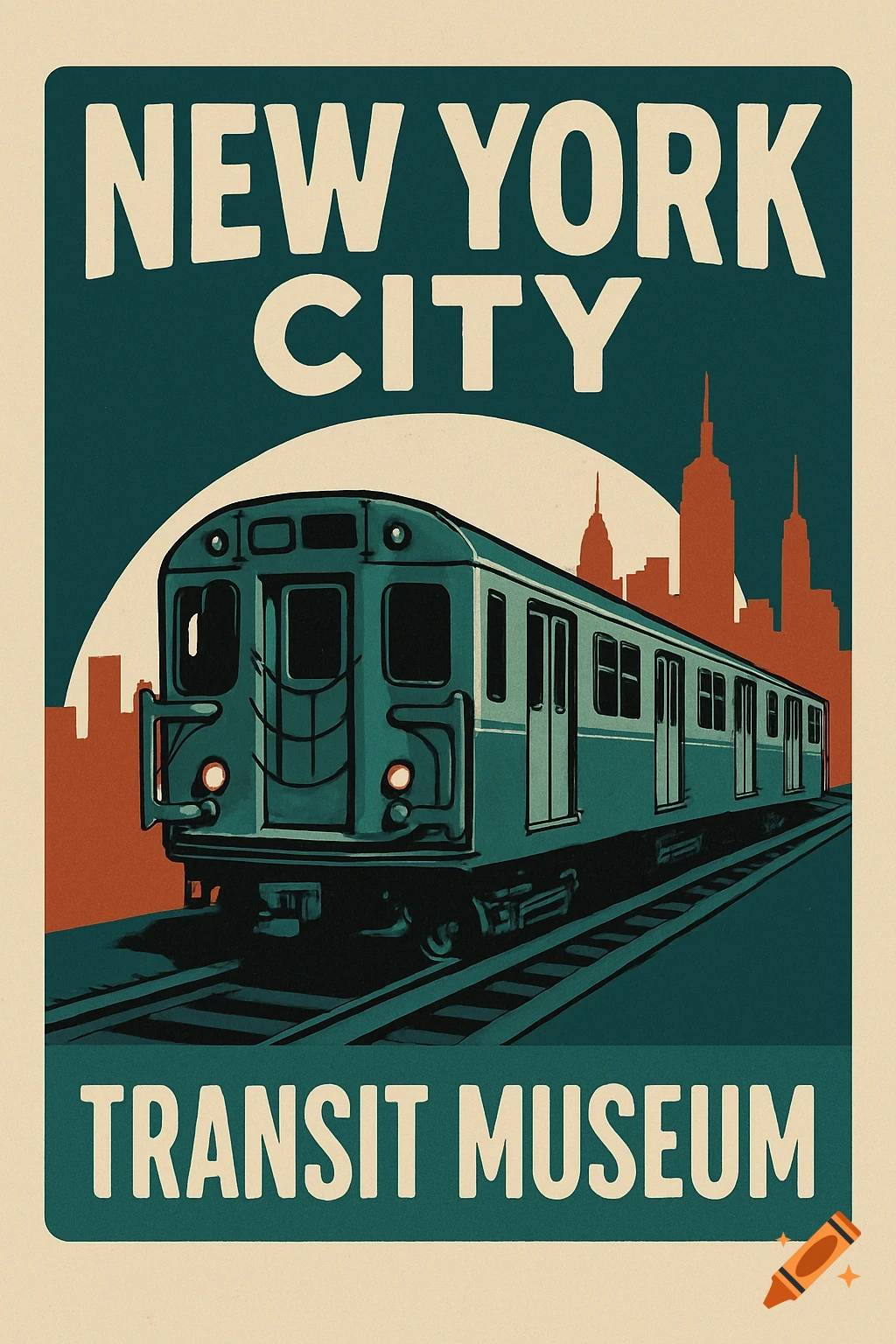 Vintage-style poster for New York City Transit Museum with subway train ...