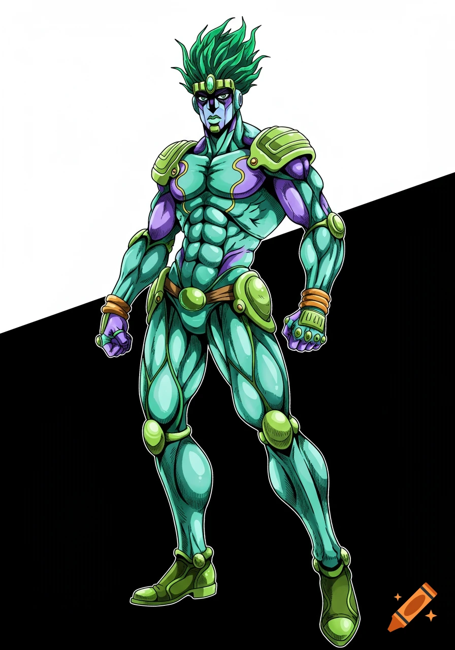 Stylized illustration of a humanoid character, Star Platinum from JoJo ...