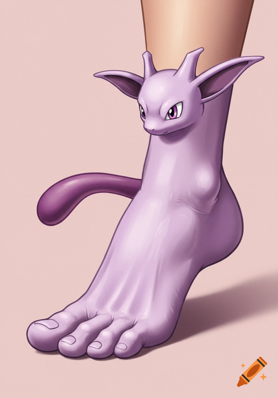 A person's foot shaped like the Pokemon Mewtwo. on Craiyon