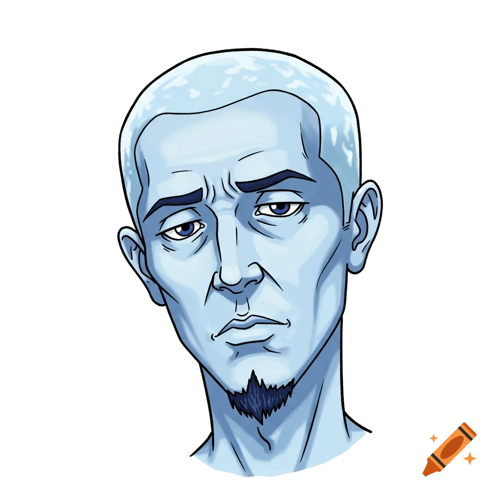 Cartoon portrait of a pale blue man with a goatee in a meme style. on ...