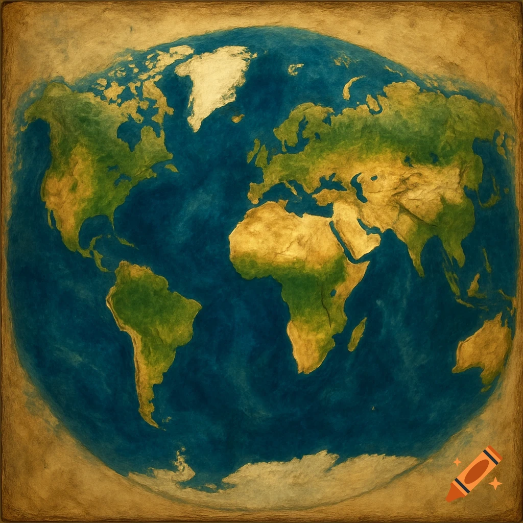 Stylized map of the Earth on Craiyon