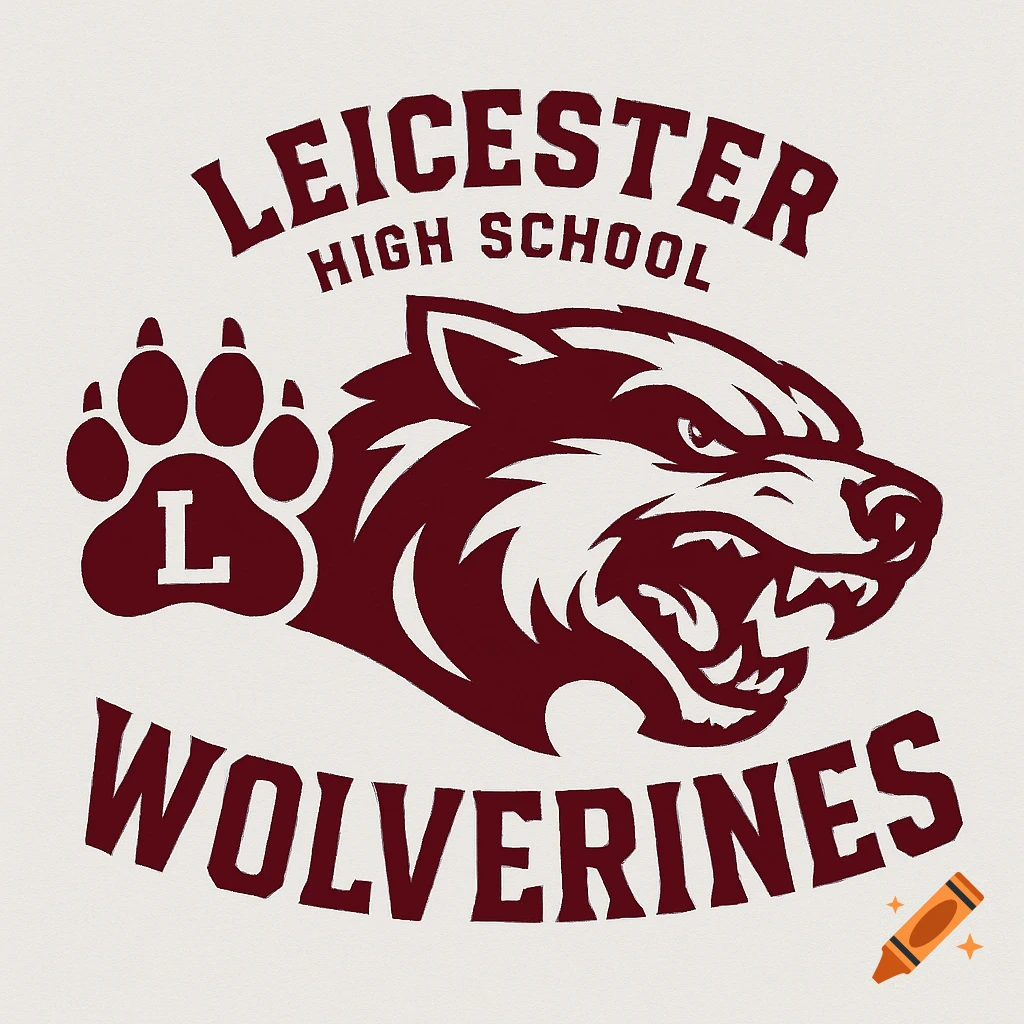 Maroon logo for Leicester High School Wolverines featuring a snarling ...
