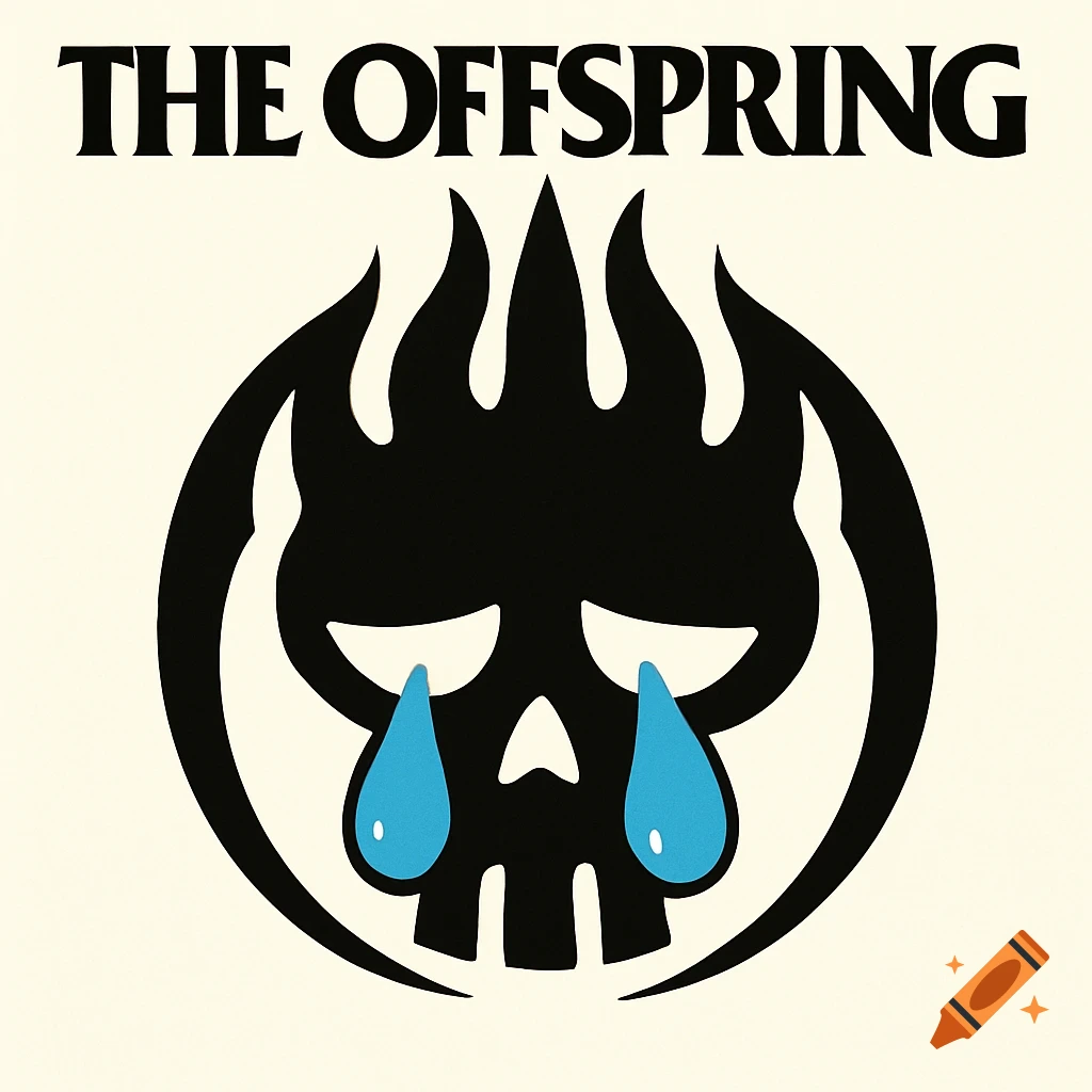 The Offspring band logo showing a crying skull surrounded by flames. on ...