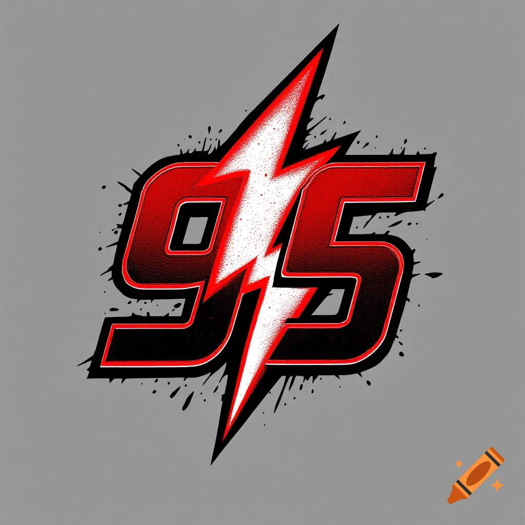 Logo with number 95 and lightning bolt design on Craiyon