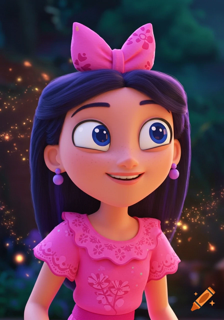 Portrait of Isabella from Phineas and Ferb in a 3D animation style ...