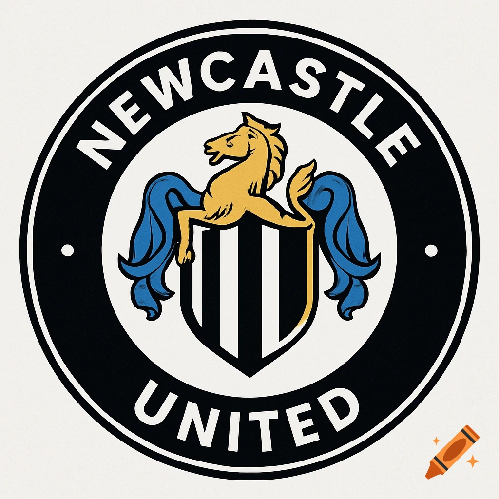 Circular Newcastle United football badge with a horse on a shield on ...
