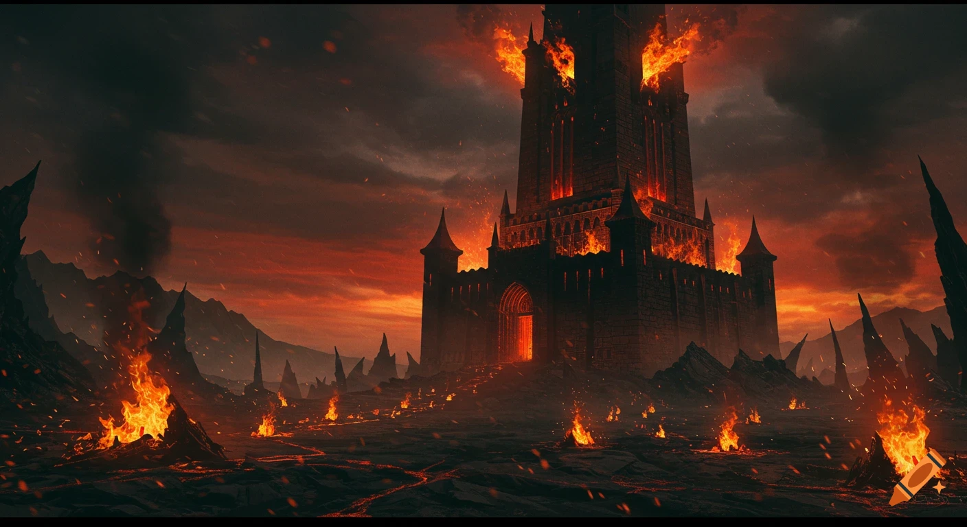 Castles Dark Red Fire