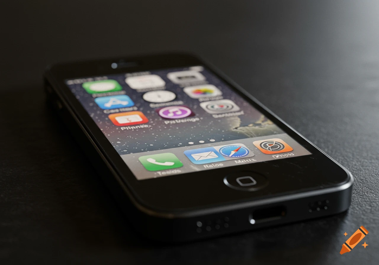 Close-up view of an iPhone screen displaying app icons. on Craiyon