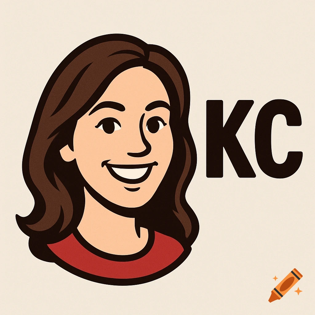 Cartoon logo of a woman's face and the initials KC on Craiyon
