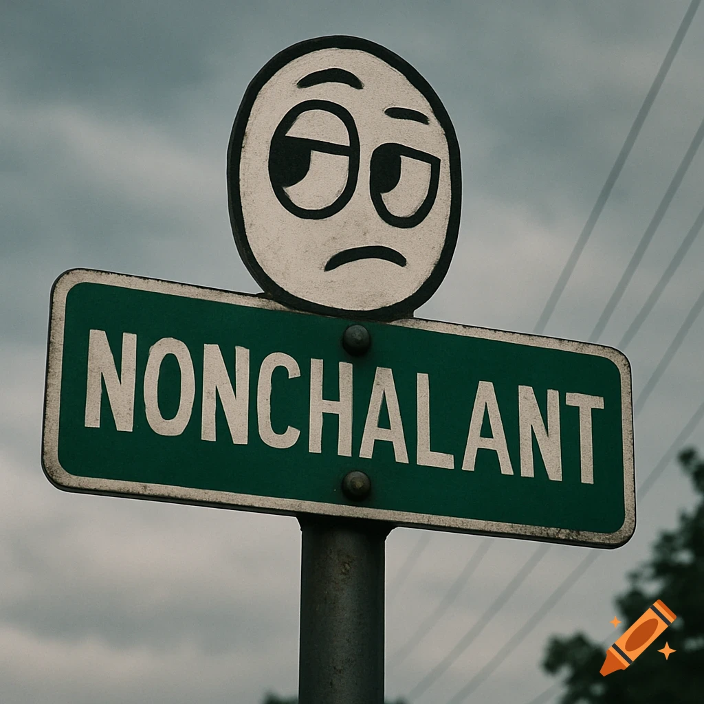 A street sign with a face showing a nonchalant expression above the ...