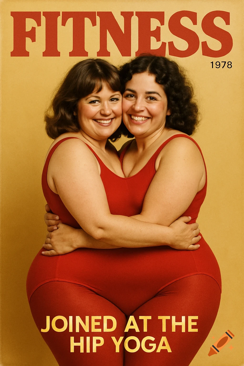Retro FITNESS magazine cover featuring two women in red leotards ...