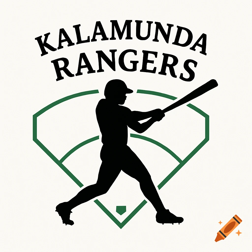 Logo for Kalamunda Rangers featuring a silhouette of a baseball batter ...