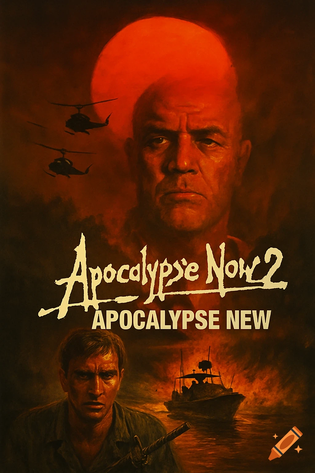 Movie poster illustration for Apocalypse Now 2 with faces, helicopters ...