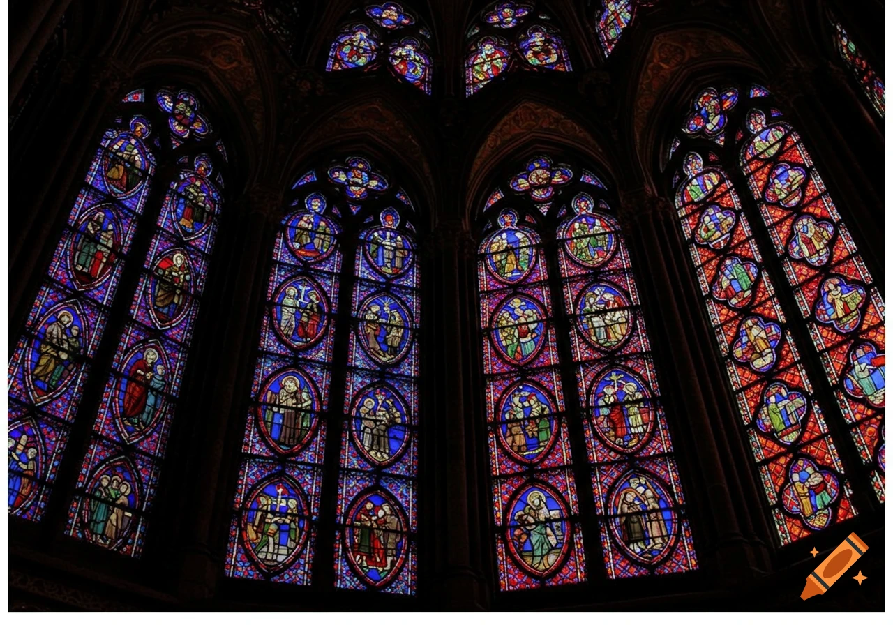 Colorful Gothic stained glass windows. on Craiyon