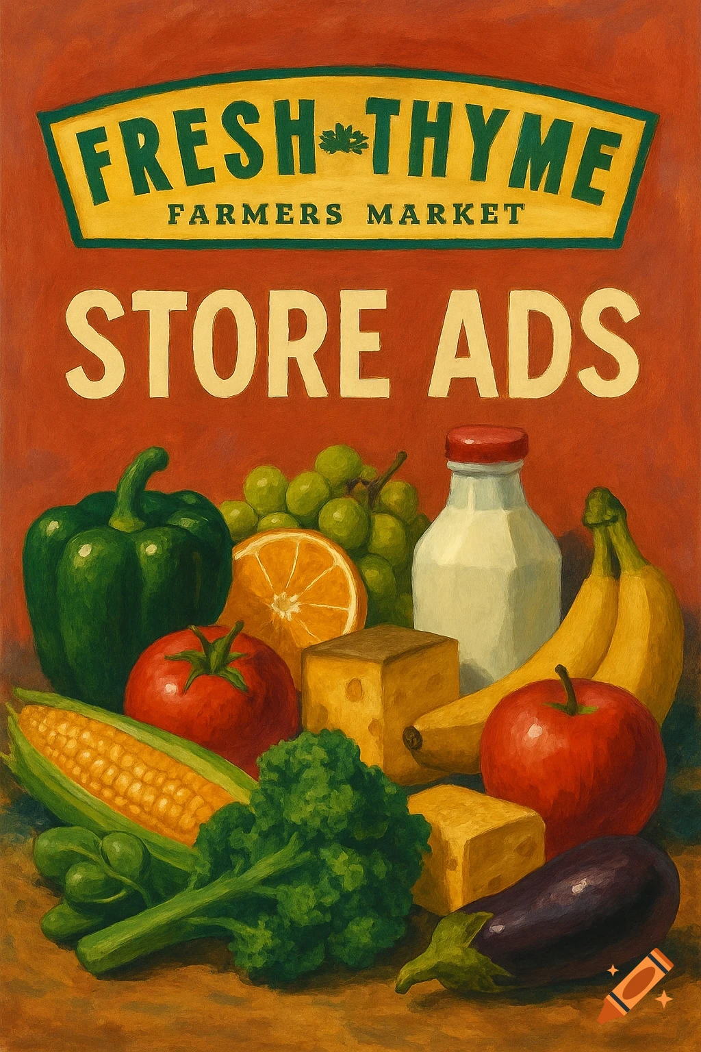 Poster for Fresh Thyme Farmers Market Store Ads with painted fruits ...