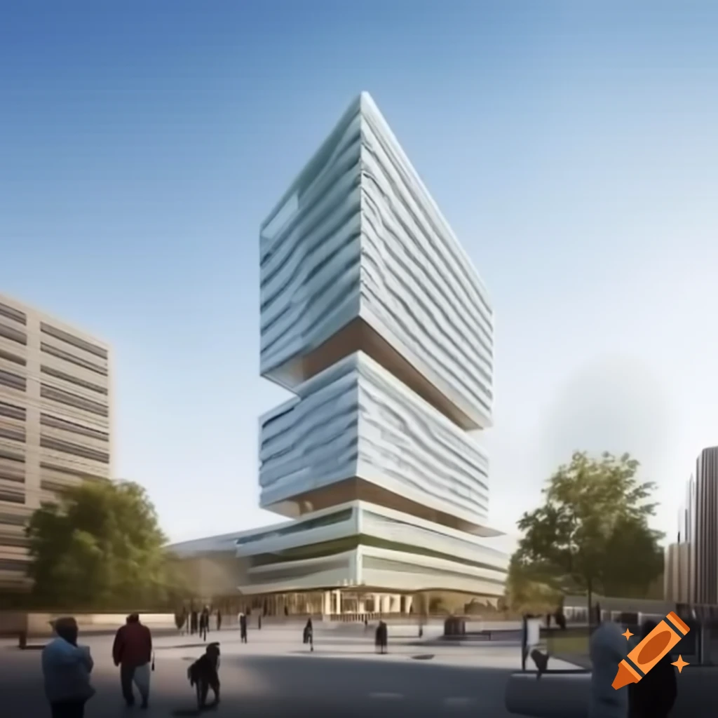 Modern medium-sized general hospital design for urban area on Craiyon