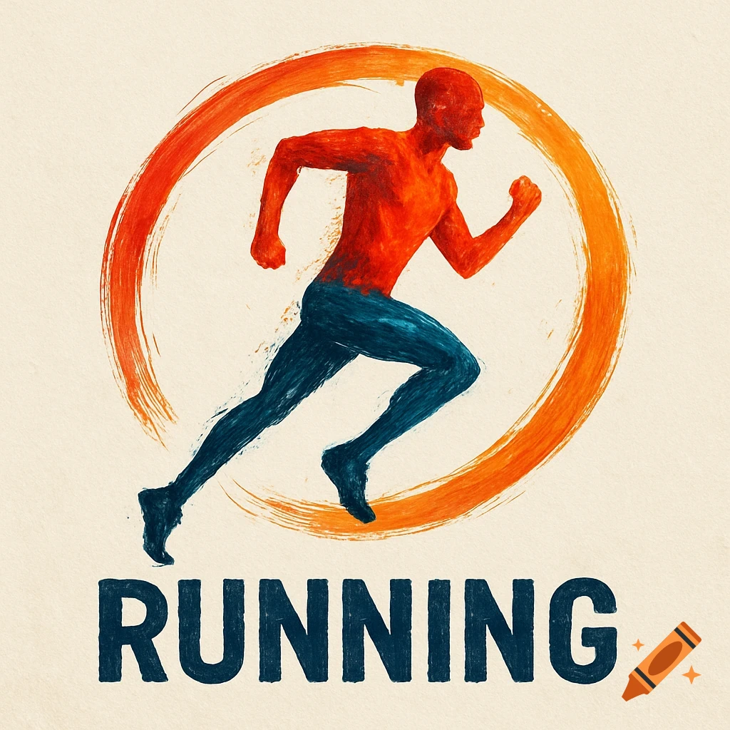 Stylized illustration of a runner in a brushstroke style, with an ...