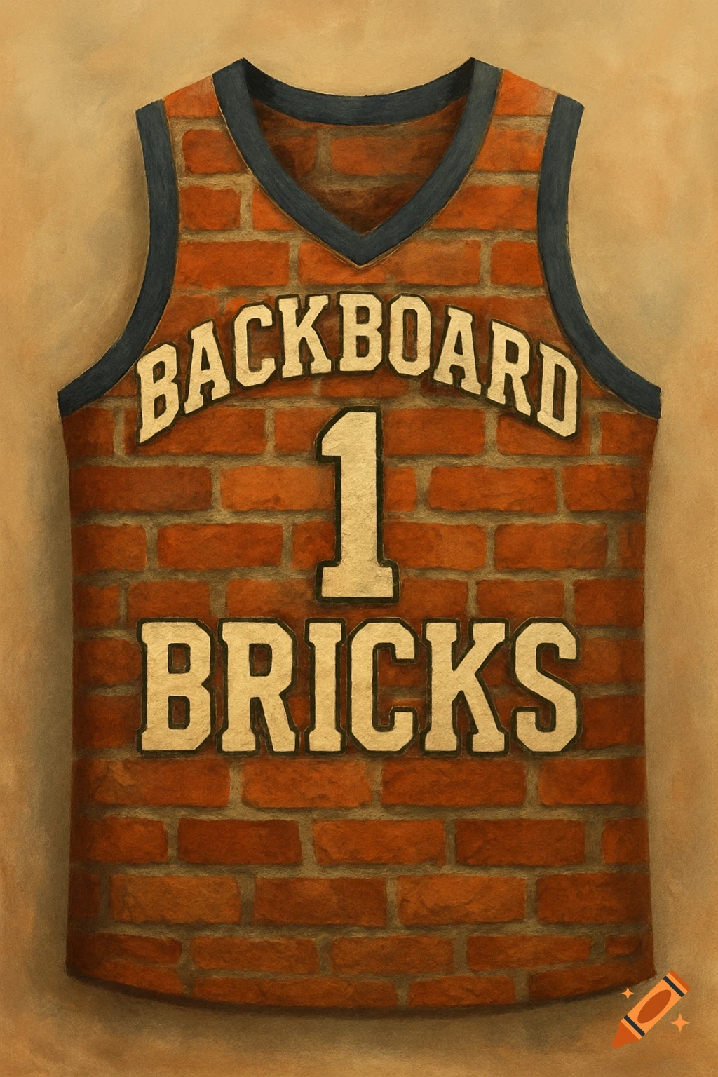 A basketball jersey made of bricks with the text BACKBOARD 1 BRICKS. on ...