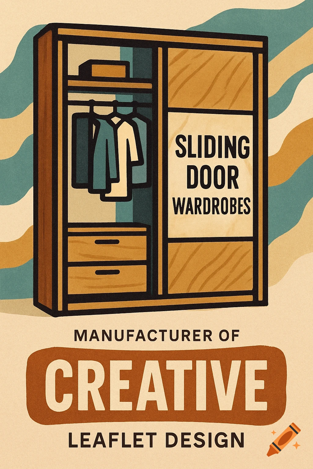 Illustration of a wardrobe advertising sliding door wardrobes and ...