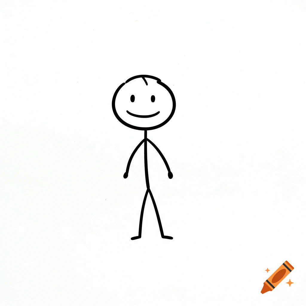 A simple stick figure drawing on a white background on Craiyon