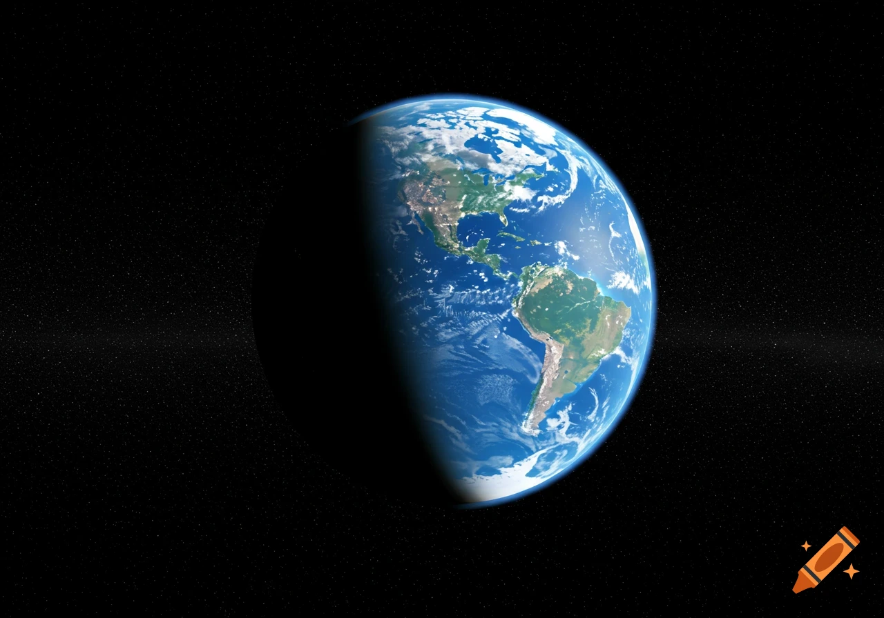 Planet Earth viewed from space showing the day-night terminator and ...