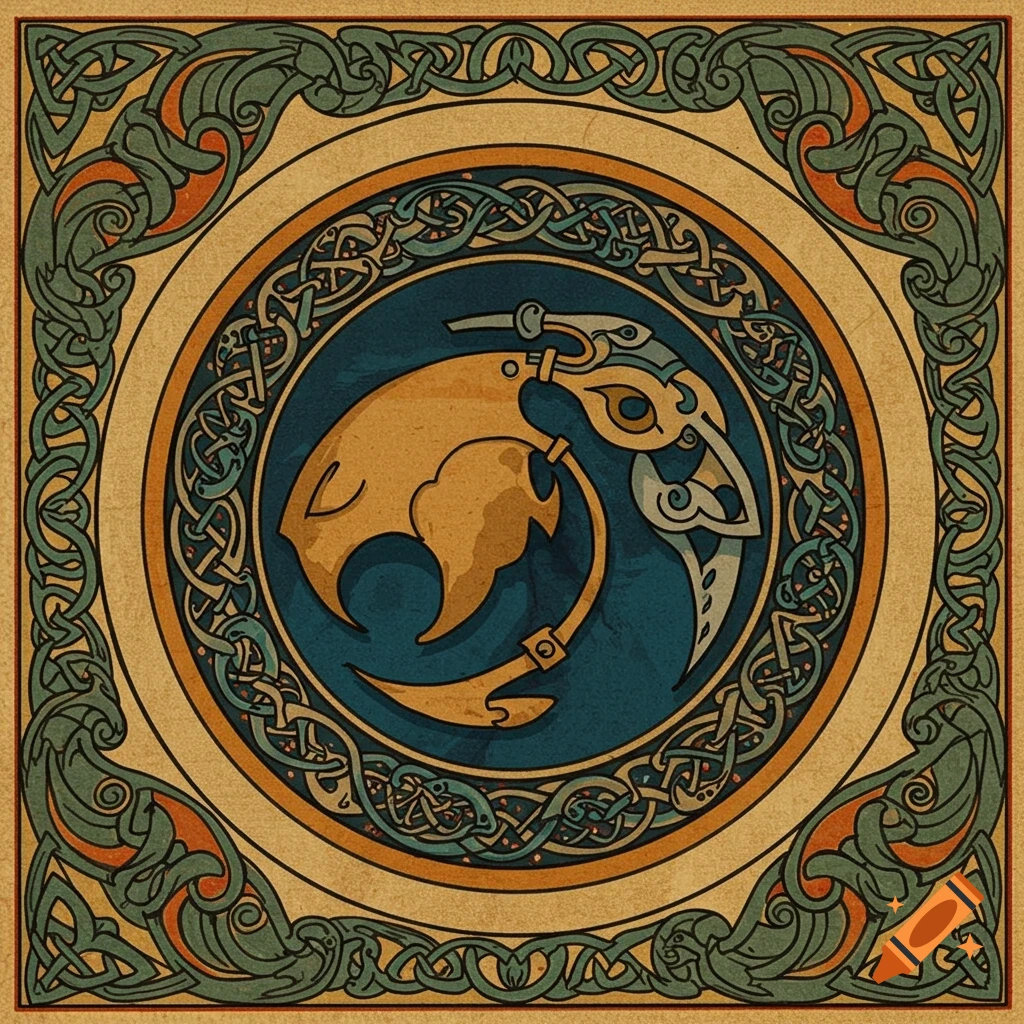 Stylized Norse Mammen art featuring a creature resembling the ...