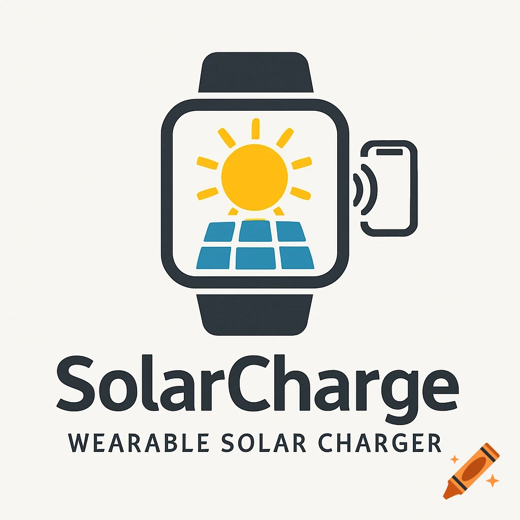 Logo of a smartwatch with solar panel design and sun on the screen ...